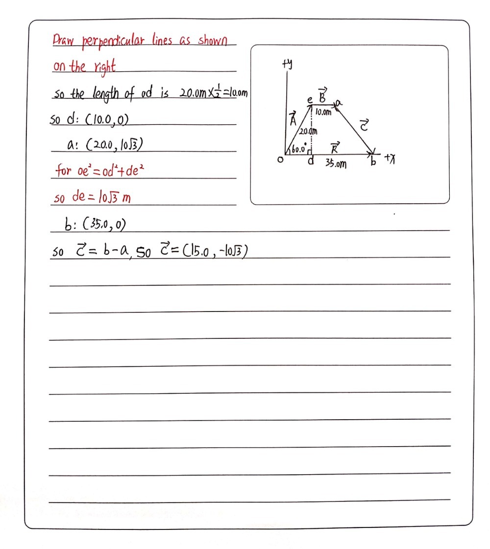 Solved: Figure below shows three displacement vectors A, B and C. These vectors are arranged in ...