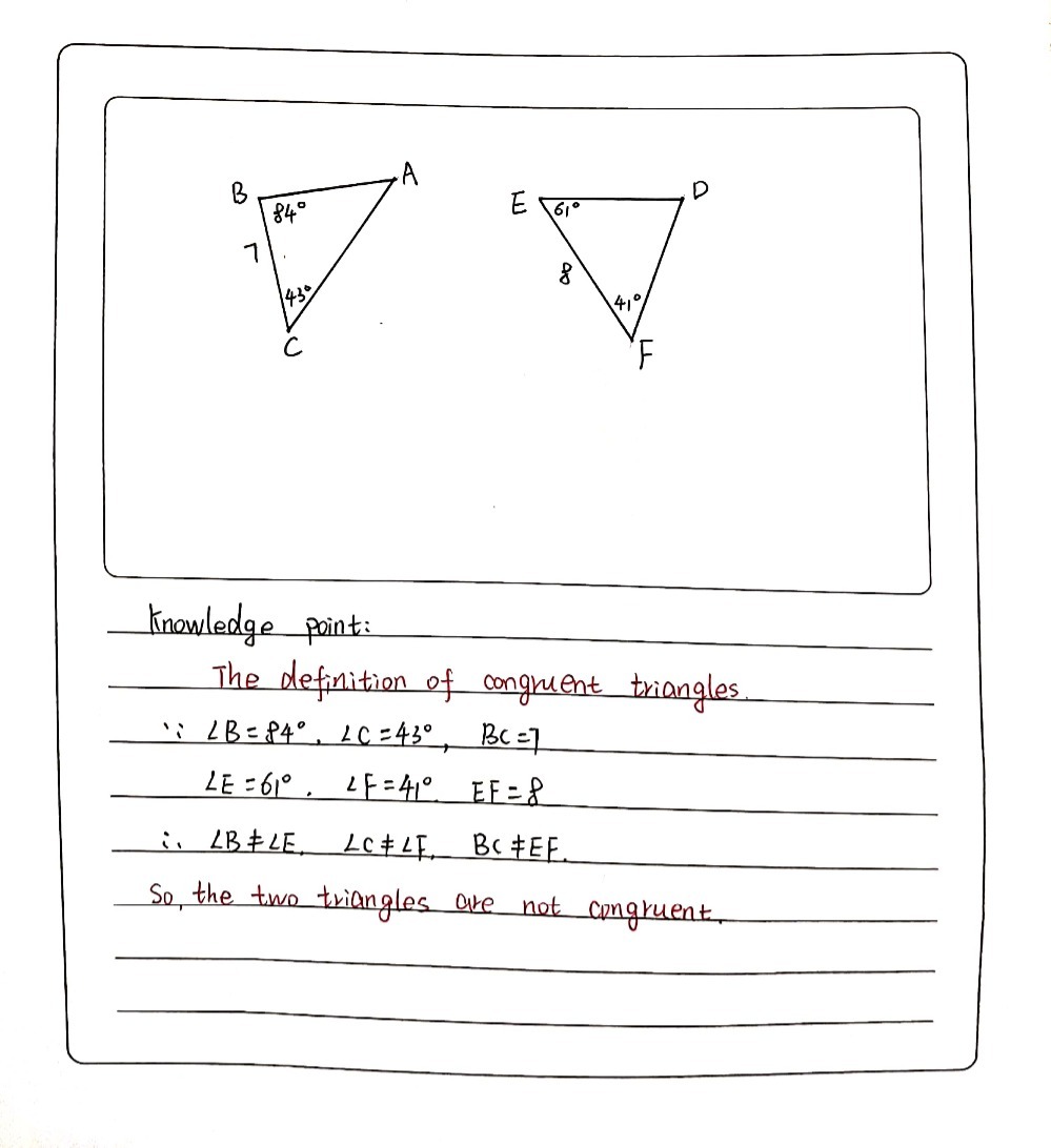 Solved: Consider the two triangles shown below. Note: The triangles are not drawn to scale. Are ...