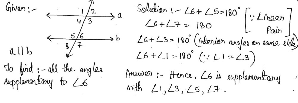 Solved: In the figure, Line a is parallel to line b. Name all the ...
