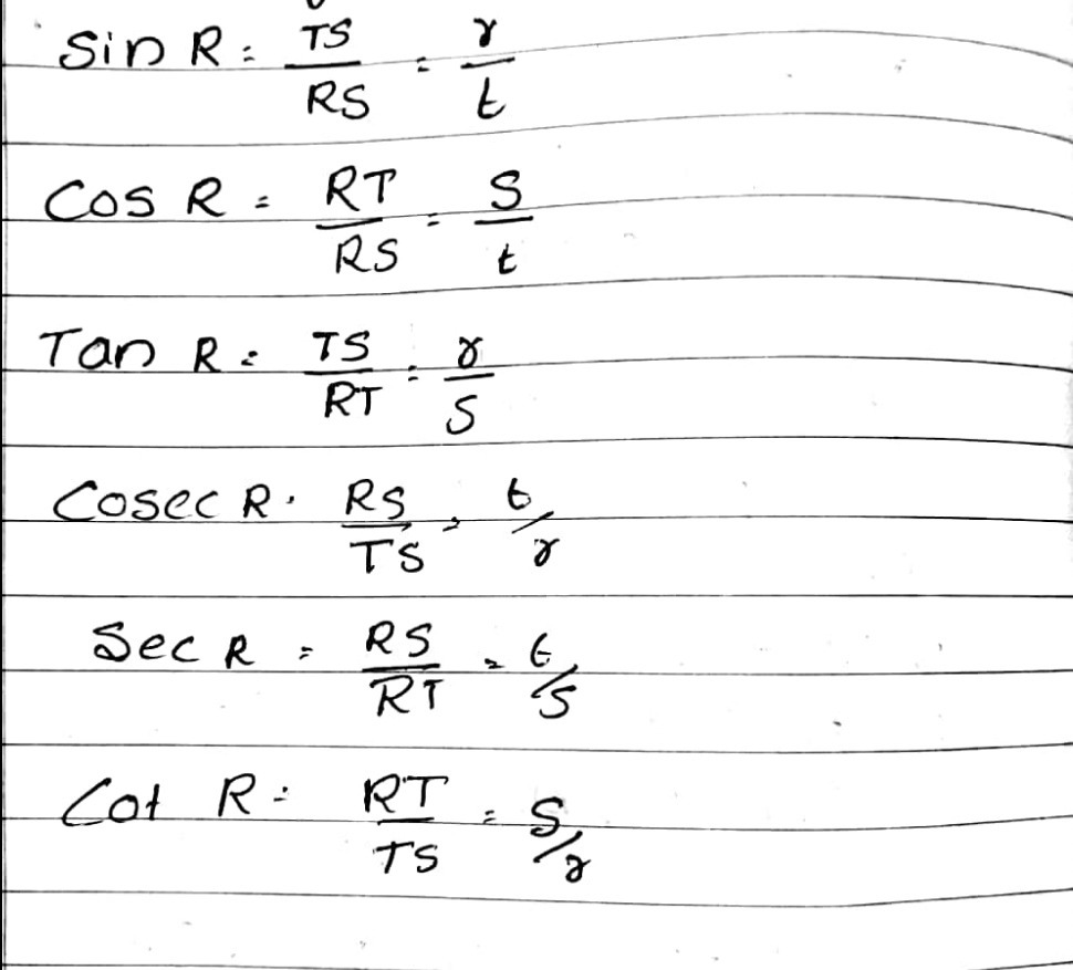 Solved: Activity 1: A. Given: Right Triangle RST Define the six trigonometric ratios of ∠ R. [Math]