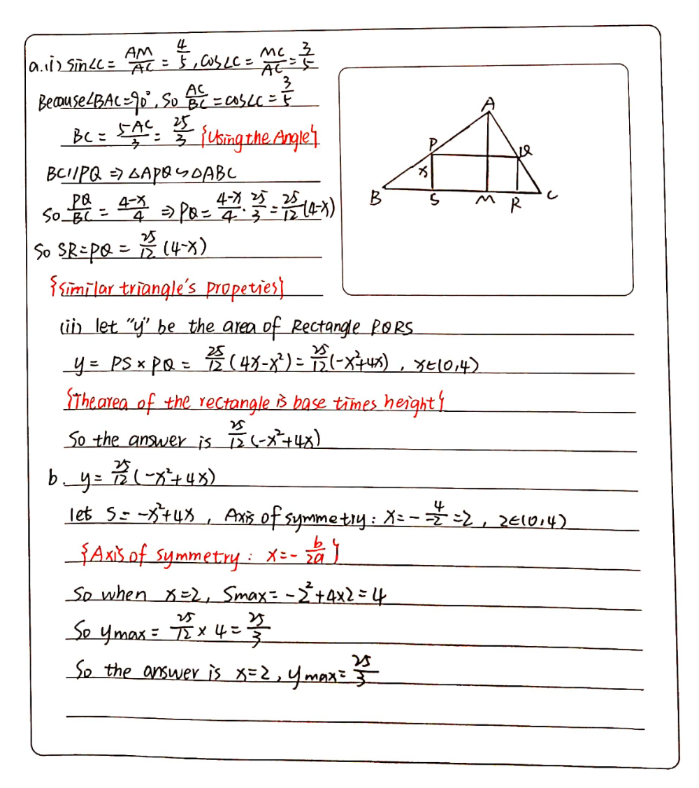 Solved: Triangle ABC is such that angle BAC=90° and AC=5cm. The ...