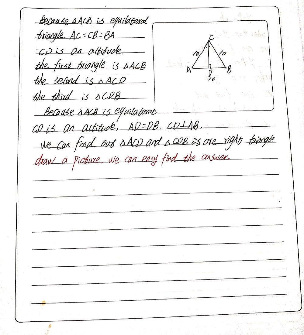 Solved: On the graphing paper draw an equilateral triangle ACB, 10 ...
