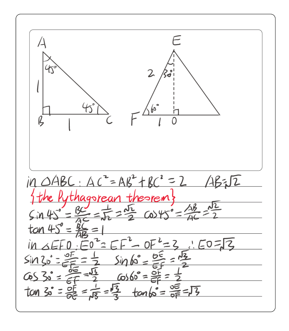 Solved: The angles 30°, 45° and 60° appear frequently in trigonometry ...