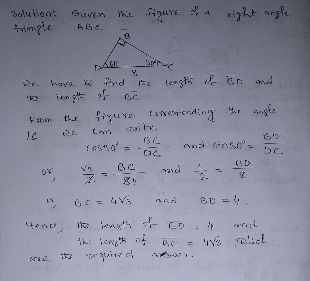 Solved: Complete the special right triangle: What is the length of ...