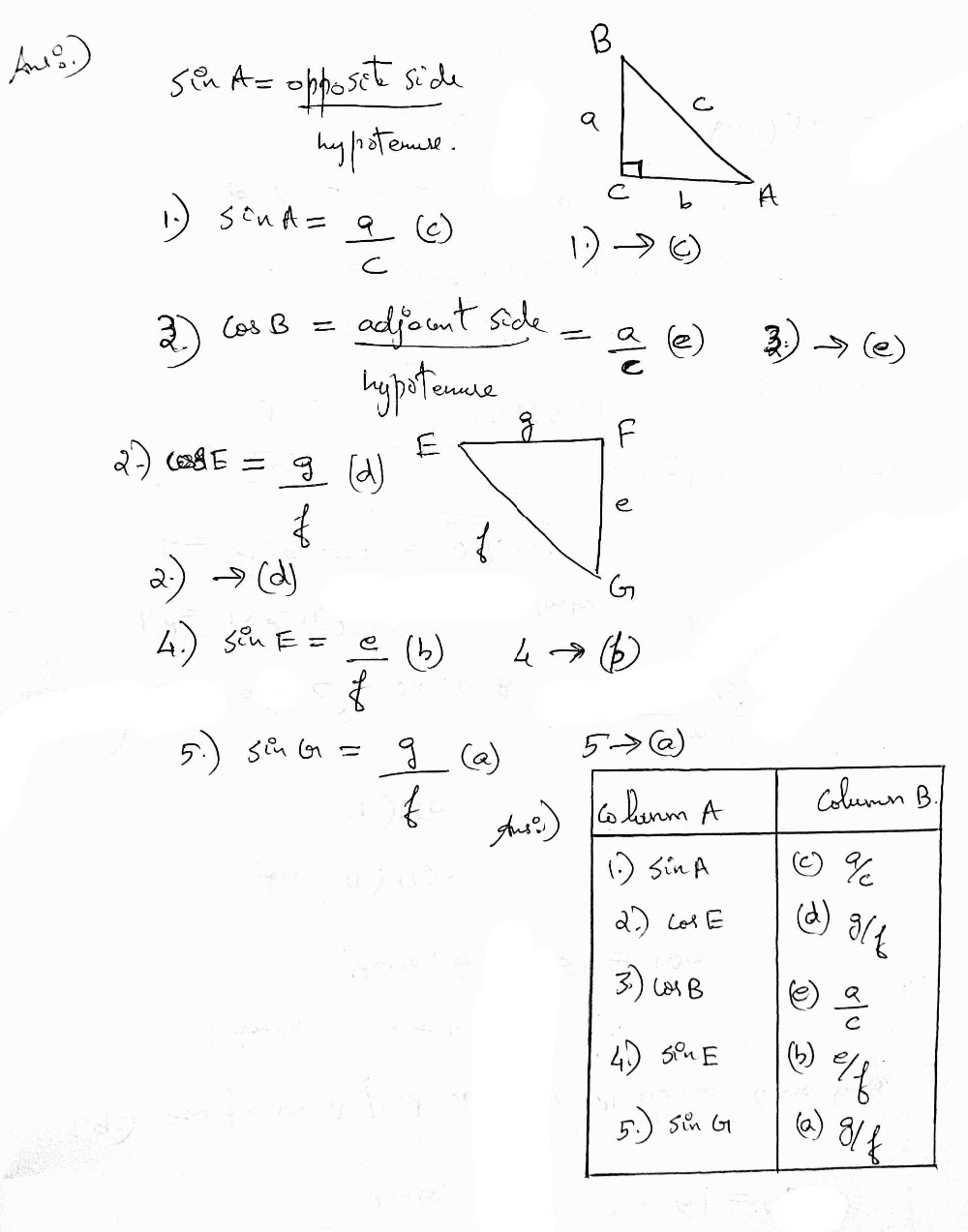 Using figures 1and 2, match each trigonometric con - Gauthmath