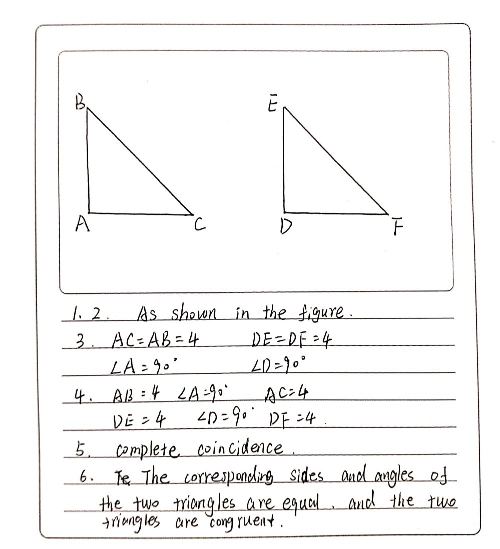 Solved: Draw a triangle. Label your triangle ΔABC. 2. Draw another triangle with two sides and ...