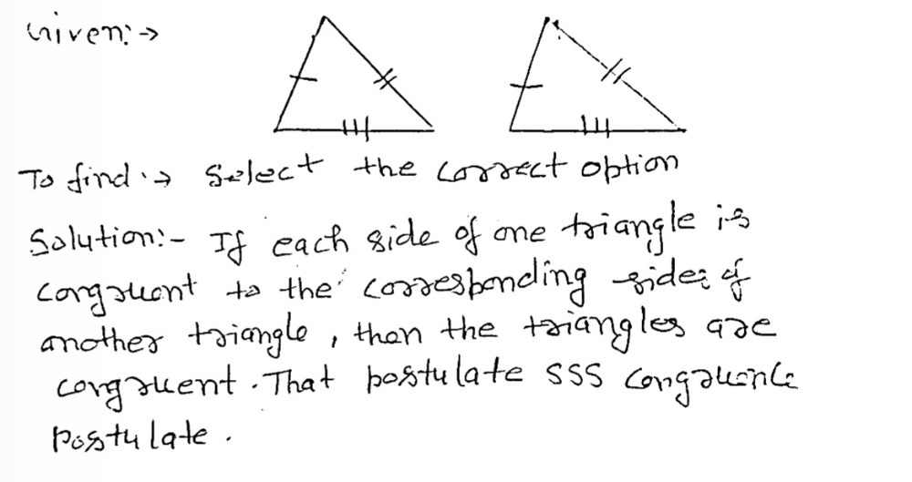 Solved: What congruence postulate does the figure below illustrate ...
