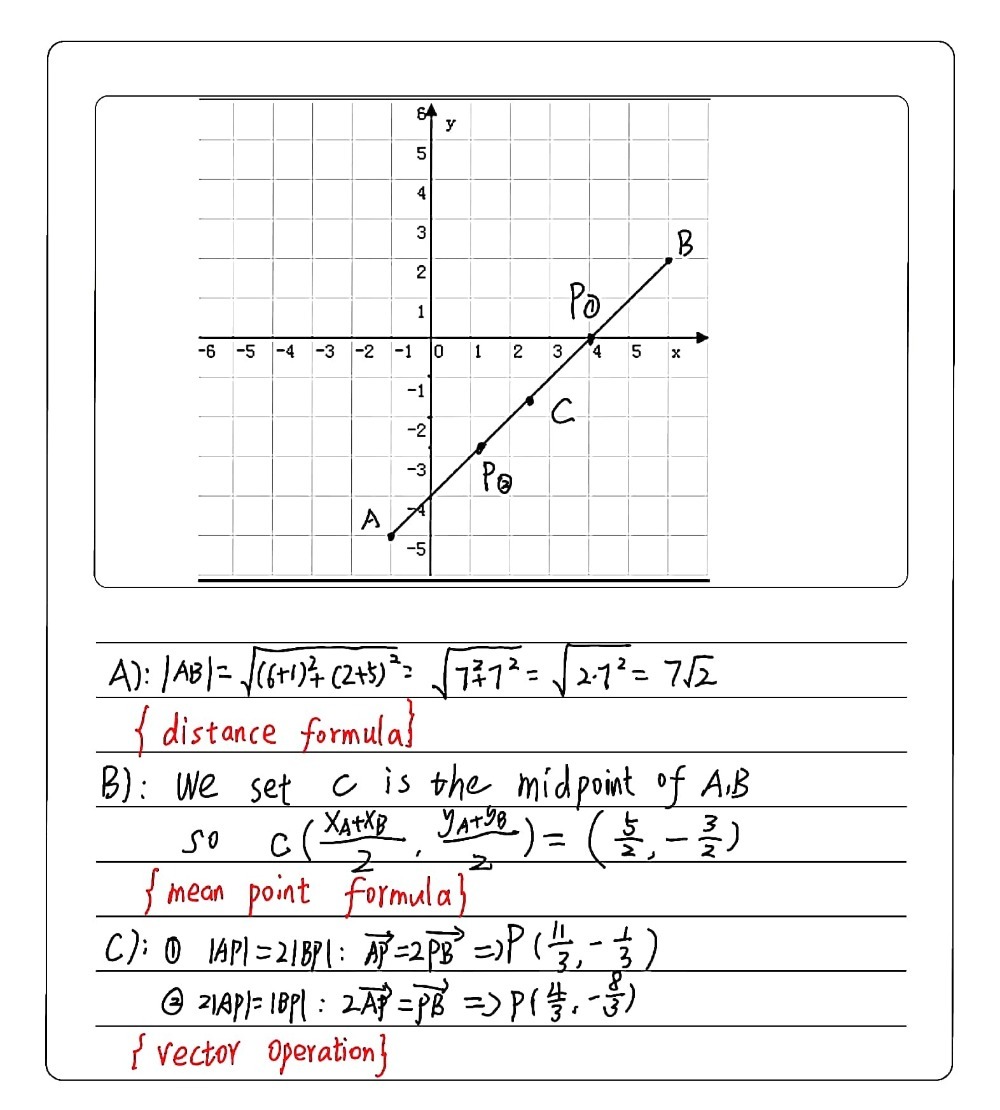 Solved: Problem: A(-1,-5) and B(6,2) are the endpoints of a line ...