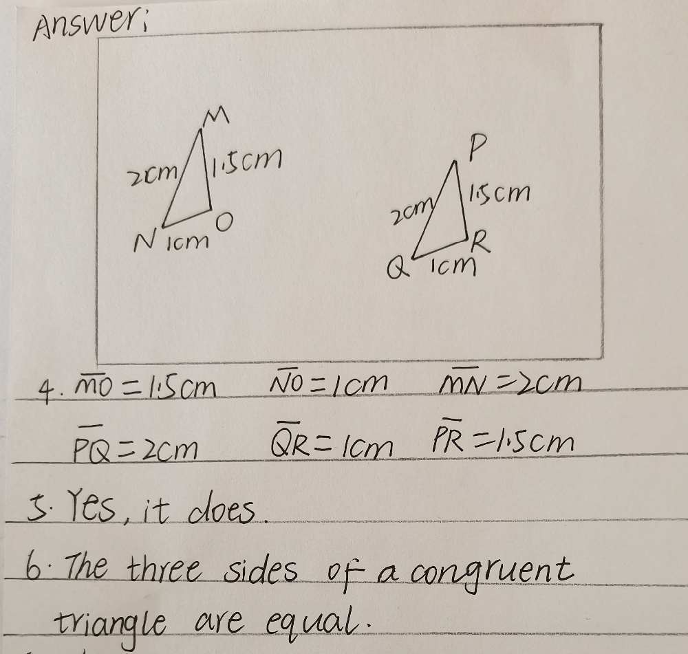 Solved: Activity: Do the following. 1. Draw a triangle. Label your ...