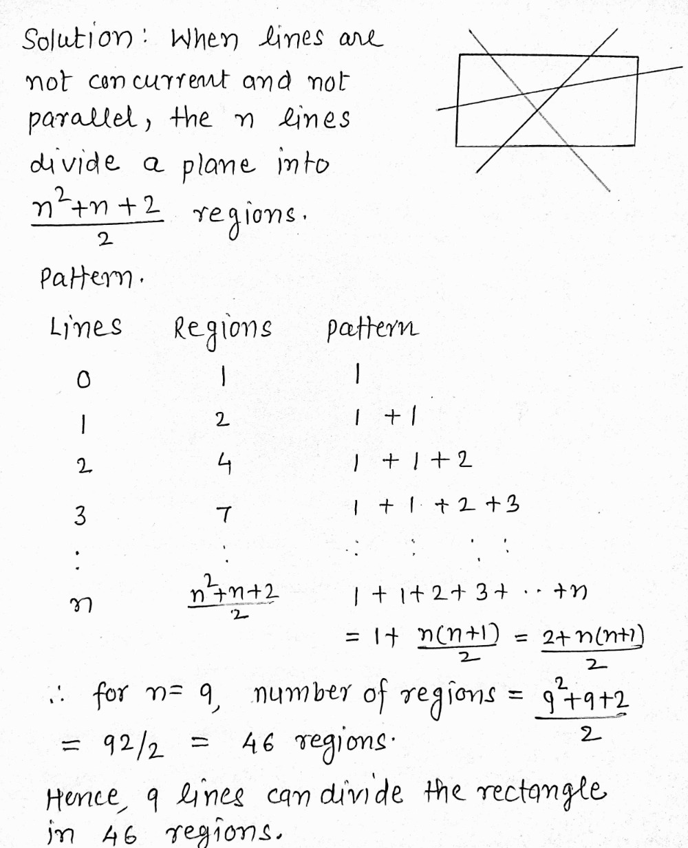 Solved: A line divides a rectangle into two regions; two lines divide ...