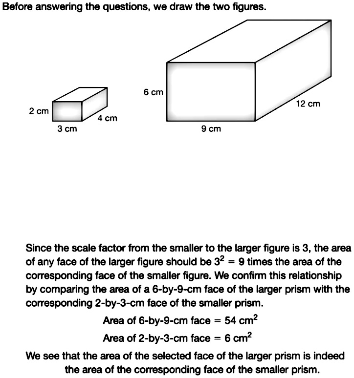 Solved: The smaller of two similar rectangular prisms has dimensions of ...