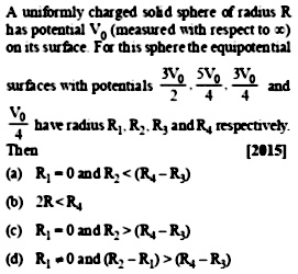 Solved: A uniformly charged solid sphere of radius R has potential V_0 measured with respect to ...