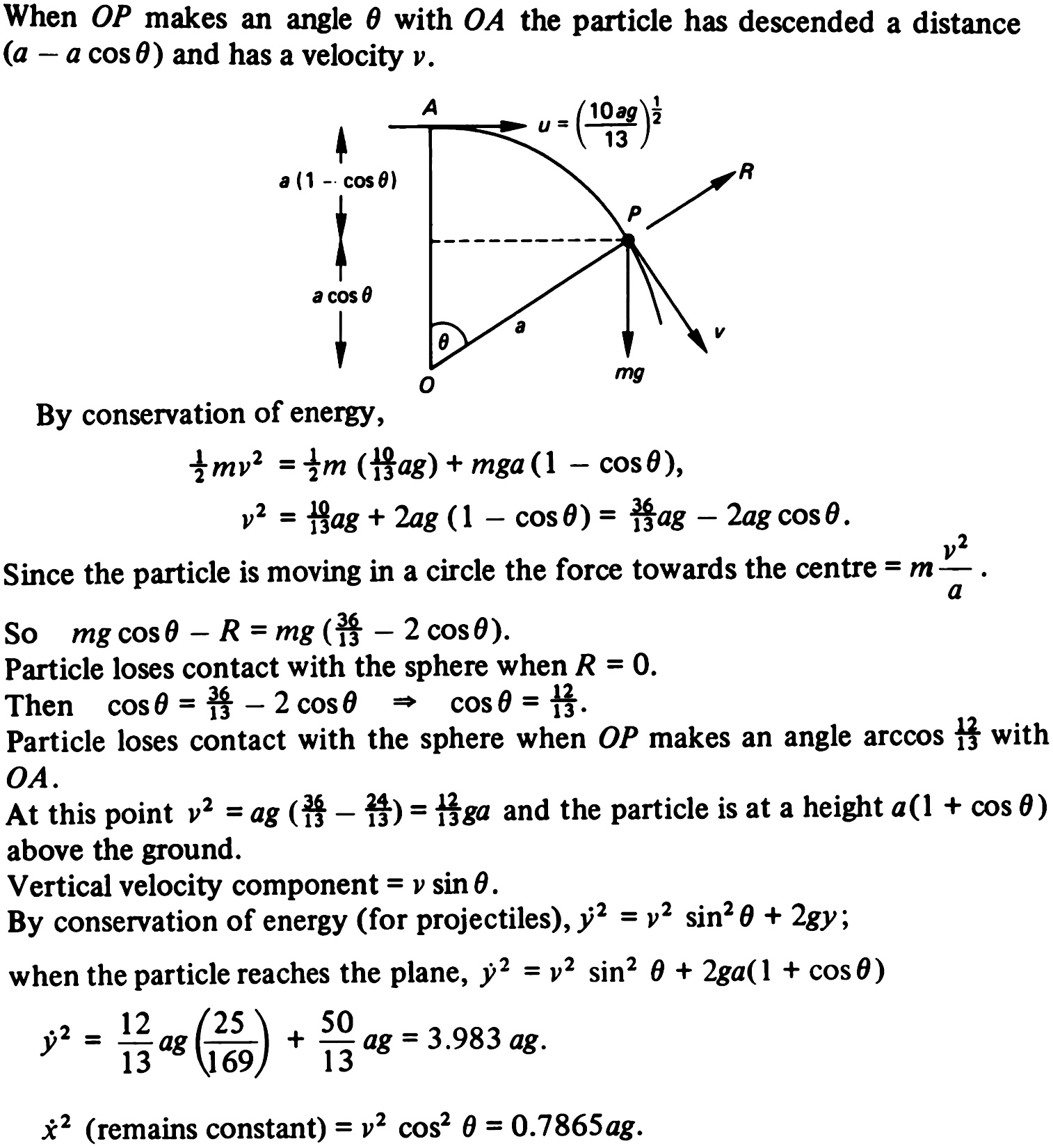 Solved: A smooth sphere, centre O, radius a, is fixed with its lowest ...