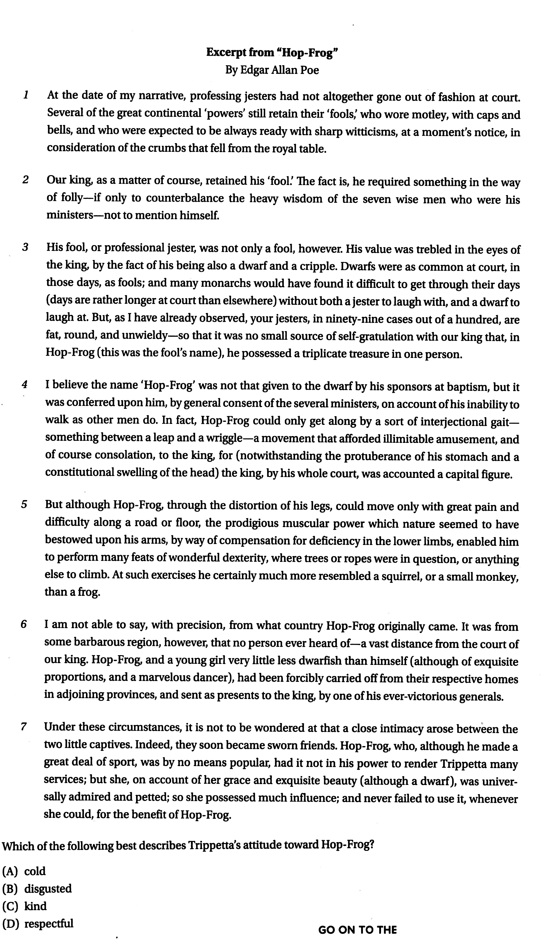 Solved: Excerpt from “Hop-Frog” By Edgar Allan Poe 1 At the date of my ...