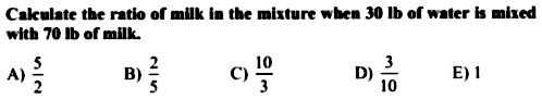 Solved: Calculate the ratio of milk in the mixture when 30 Ib of water ...