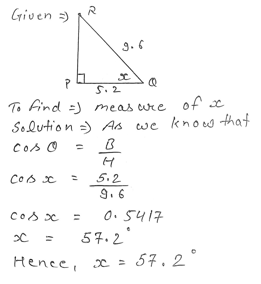 Solved: (PQR) is a right-angled triangle. Work out the size of the angle marked (x). Give your ...