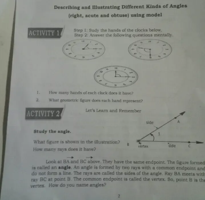Solved: Describing and Illustrating Different Kinds of Angles right ...