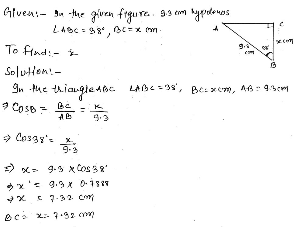 Solved: 9 The diagram shows a right-angled triangle. 9.3 cm is correct ...