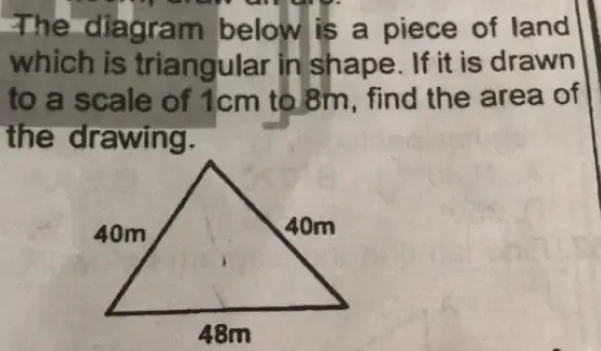 Solved: The diagram below is a piece of land which is triangular in ...