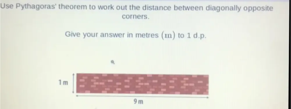 Solved: Use Pythagoras' theorem to work out the distance between ...